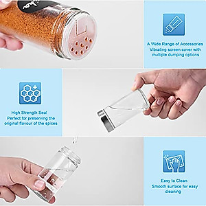 Akoatail 24 Round Spice Jars, 4 oz Square Spice Jars with Airtight Stainless Steel Caps and Shaker lids,Round Seasoning Containers and Spices Container Set.…