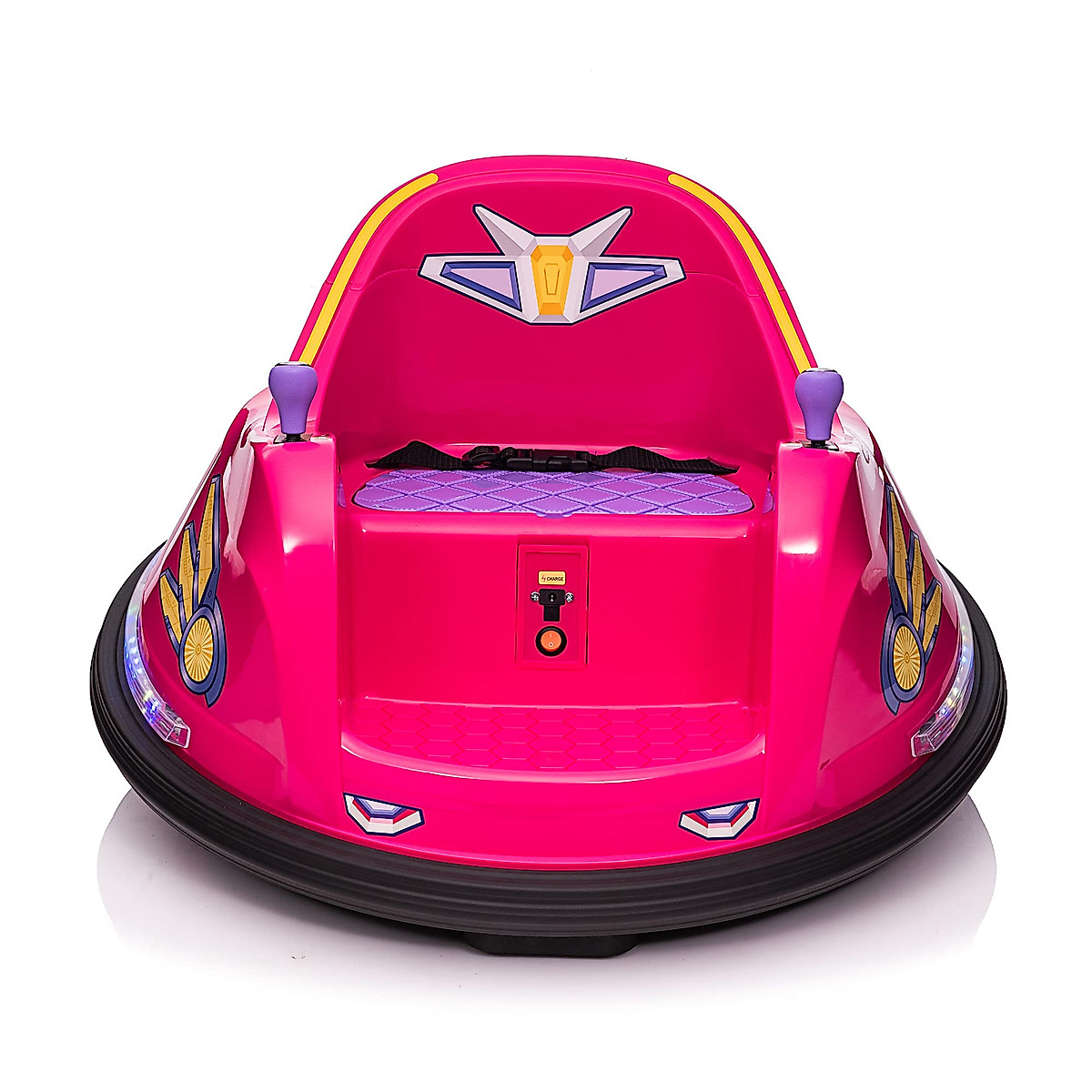 TOBBI DIY Sticker Race Bumper Car for Kids Ages 3-8 Year Old, 6v Ride on Electric Bumper Car Toys w/ 360 Spin, LED Lights, ASTM-Certified, Rosy+Purple