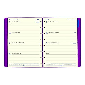 Filofax Weekly Planner, 12 Months, January to December, 2024, Twin-Wire Binding, Bilingual, 8.25" x 5.75", Fuchsia (C1851403-24)