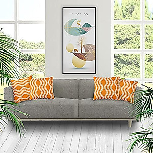 Outdoor Waterproof Throw Pillow Covers, Outdoor Patio Pillows Waterproof, Geometric Pillowcases, Waterproof Cushion Cover, Outdoor Pillow for Patio Furniture Outdoor Sun Umbrella Garden Sofa (Orange)