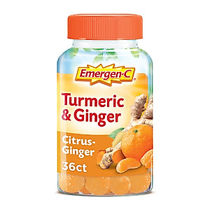 Emergen-C Citrus-Ginger Gummies, Turmeric and Ginger, Immune Support Natural Flavors With High Potency Vitamin C, 36 Count