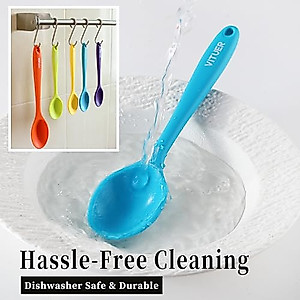 5PCS Silicone Serving Spoons Set, Vituer Heat Resistant Kitchen Spoons for Cooking, Mixing, Stirring and Serving, Dishwasher Safe (5 Pack, Multicolor)
