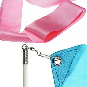 FAZHBARY Blue and Pink Rhythmic Gymnastics Wands Praise Dancing Streamers for Kids Baton Twirling Talent Shows Artistic Dancing