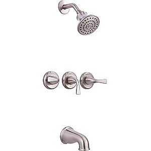 Premier 3552595 Sanibel Three-Handle Tub & Shower Faucet, Brushed Nickel, 7.48" x 7.48" x 7.48"
