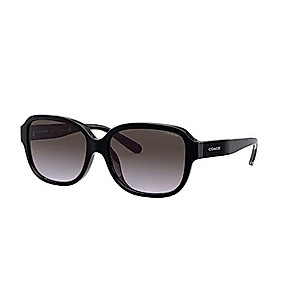 COACH Woman Sunglasses Black Frame, Dark Grey Gradient Lenses, 57MM