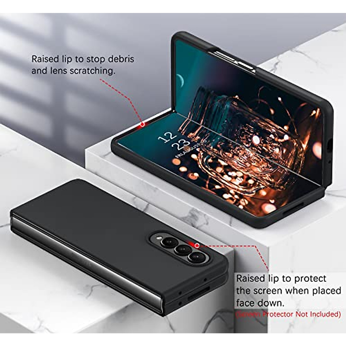 BENTOBEN Galaxy Z Fold 4 Case, Soft Silicone Gel Rubber Bumper Slim Hard PC Thin Shockproof Protective Phone Case for Samsung Galaxy Z Fold 4 (7.6 inch), Black