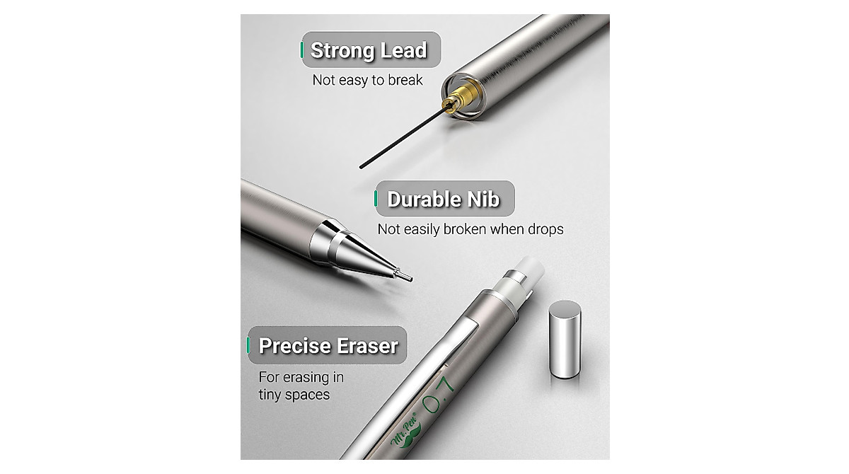Mr. Pen Metal Mechanical Pencils – 2 Pack, 0.7mm