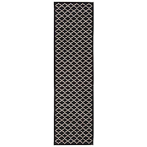 SAFAVIEH Courtyard Collection 2'3" x 8' Black/Beige CY6919 Trellis Indoor/ Outdoor-Waterproof Easy-Cleaning Patio Backyard Mudroom Runner-Rug