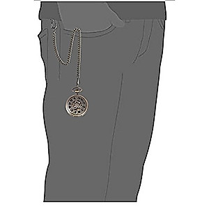 SIBOSUN Pocket Watch Skeleton Mechanical Double Case Hand-Wind Bronze Roman Numerals Antique Chain Mens