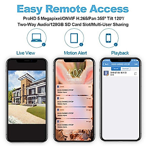 SV3C PTZ Poe Camera Outdoor 5MP Onvif Security Camera, 5X Optical Zoom, Auto Focus, Two-Way Audio, HD Night Vision, Waterproof, APP Motion Alerts, RTSP, Remote View, 24/7 Recording, Wired