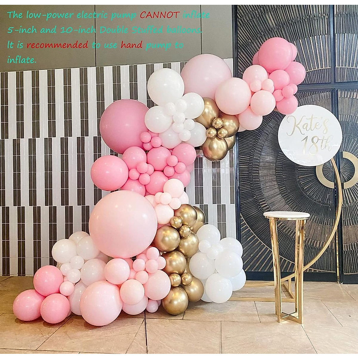 Pink Balloons Garland Arch Kit - Double Stuffed Matte Light Pink and White Cream Peach Latex Balloon Different Sizes 18 12 10 5In Boho Ballon for Baby Shower Party Decorations