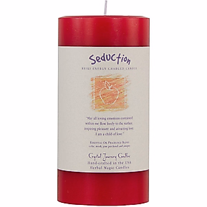 6" X 3" Crystal Journey Herbal Magic Reiki Charged Pillar Candle - Seduction
