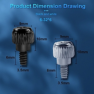 Zmbroll 40Pcs Computer Case Thumbscrews 6#-32x6 M3.5 Phillips Head Hard Drive Thumb Screws PC Case Full Thread Fasteners Black+Silver Screws for Cover Power Supply Hard Drives