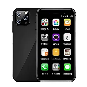 Hipipooo Super Small Mini Smartphone 3G Dual SIM Tiny Mobile Phone 2GB RAM 32GB ROM 5.0MP Quad Core Dual Standby Unlocked Small Phones Kids Phone Pocket 3.0 Inch Android Child Mini Cellphone (Black)