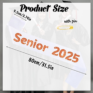 4Pcs White Senior 2025 Sash with Orange Printing Letters, 2025 Graduation Celebrations Sashes, Class of 2025 Sash for Graduation Party, Senior Cheer Sashes, Cheerleader Sash, Class Competition Sashes