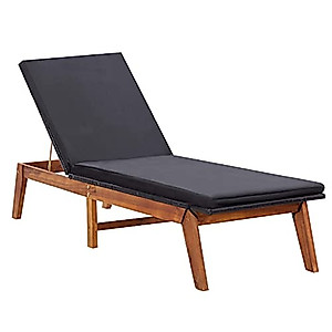 Folding Lounge Chair,Chaise lounges for Outside Patio,Sunbathing Chairs for Adults,Sun Lounger with Table Poly Rattan and Solid Acacia Wood,Lay Flat Beach Chair,Sunbathing Chairs for Adults