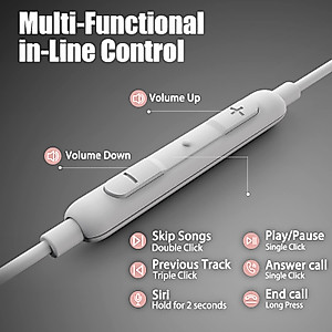 ADPROTECH Lightning Headphones iPhone Earbuds with Ear-Hook Sports Earphones for iPhone 14 13 12 11 Pro Max iPhone X XS Max XR MFi Certified with Mic Rose Gold