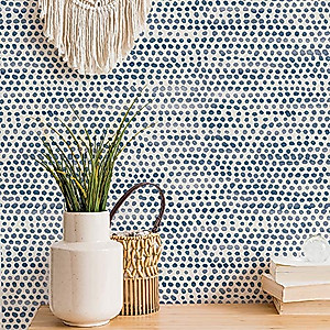 Tempaper Blue Moon Moire Dots Removable Peel and Stick Wallpaper, 20.5 in X 16.5 ft, Made in the USA