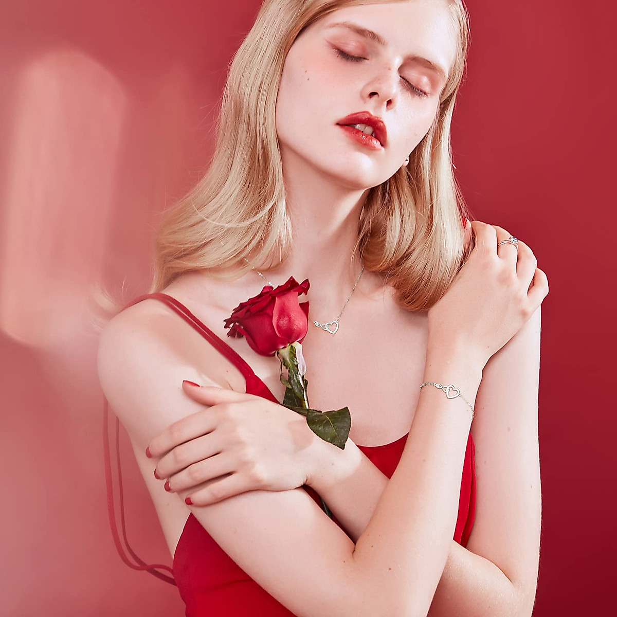 FANCIME Infinity Heart Necklace 925 Sterling Silver Cubic Zirconia CZ Simulated Diamond Infinity Love Pendant Necklaces Fine Jewelry Anniversary Birthday Gifts for Women Mom Her