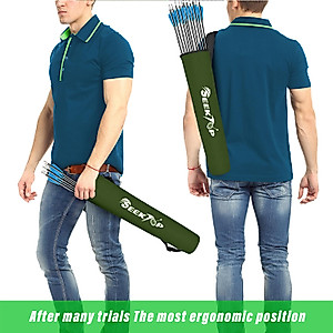 Seektop Archery Back Arrow Quiver Holder, Adjustable Foldable Archery Quivers for Arrows Bow Hunting and Target Practicing for Youth Adults (New-Green)