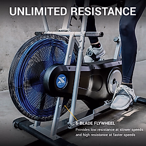 XTERRA Fitness AIR350 Air Bike Ergonomic Design, Comfortable Padded Seat, Heavy Duty Fitness Bike