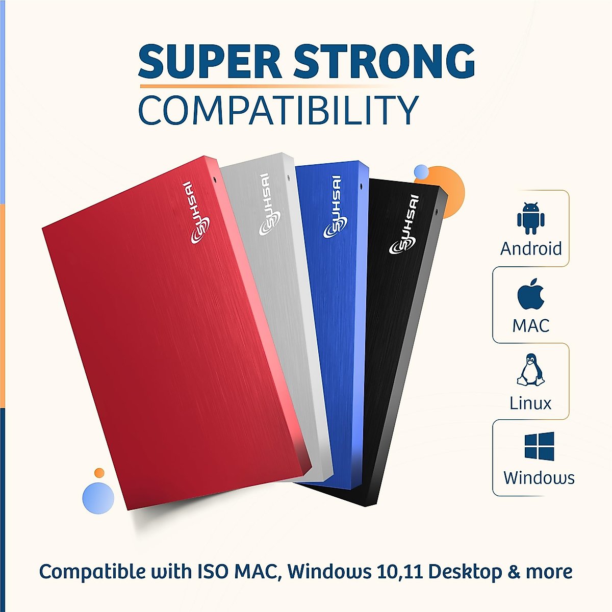 Suhsai Portable External Hard Drive USB 2.0, 2.5" Pocket Size Hardrive Backup/Storage, 500GB Memory Expansion HDD, Slim Hard Disk Compatible with MAC, PC, Laptop, Desktop, Chromebook