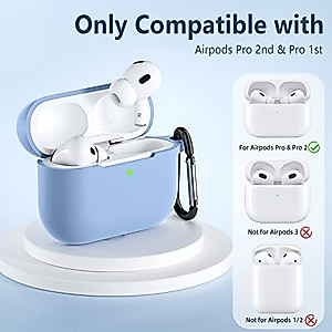 Lerobo for AirPods Pro 2nd/1st Generation Case Cover with Keychain & Lanyard,Soft Silicone Skin Full Protective AirPod Pro Case for Apple Airpod Pro 2022/2019 Charging Case [Front LED Visible] Lilac