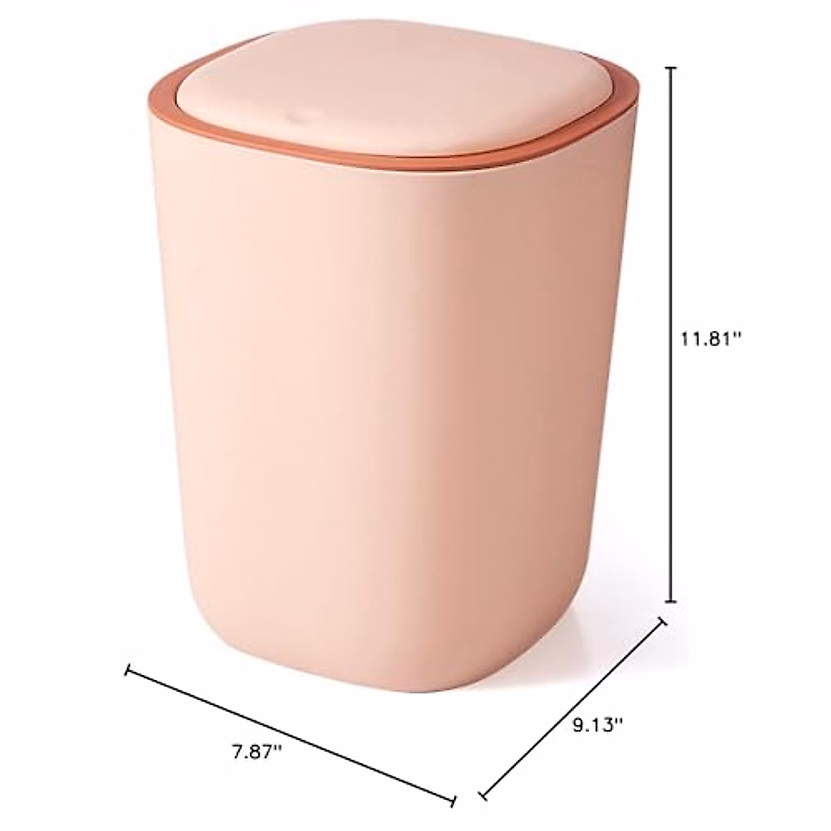 EXCBIOZ Trash Can,Plastic Trash Can with Lid Press Waste Paper Bin Dustproof Multifunction for Home Kicthen Bathroom Living Room Garbage Organizer, 9.13x7.87x11.81in, pink