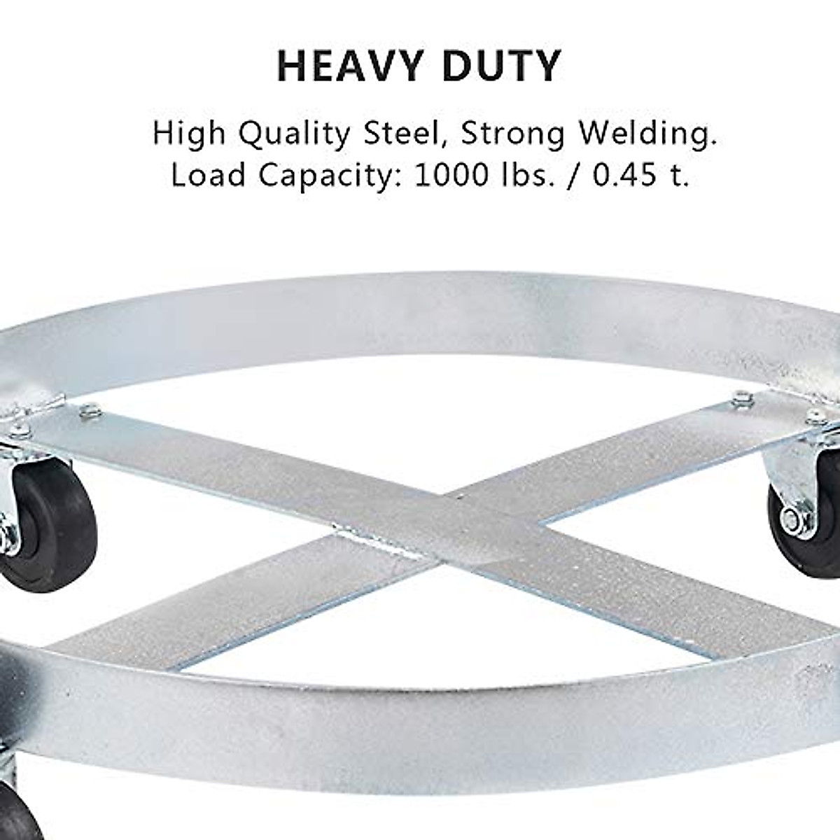 TUFFIOM Heavy Duty Drum Dolly, 1000 lbs. 55 Gallon Barrel Cart, Non-Tipping, Steel, 4 Swivel Casters, Wheeled Hand Truck for Drum Handling Industrial Use (2)