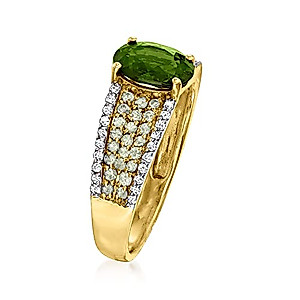 Ross-Simons 1.20 Carat Green Tourmaline.40 ct. t.w. Green Sapphire and .16 ct. t.w. Diamond Ring in 14kt Yellow Gold. Size 9