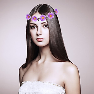 eBoot Multicolor Daisy Flower Headband Crown with Adjustable Elastic Ribbon, 5 Pieces (Multicolor B)