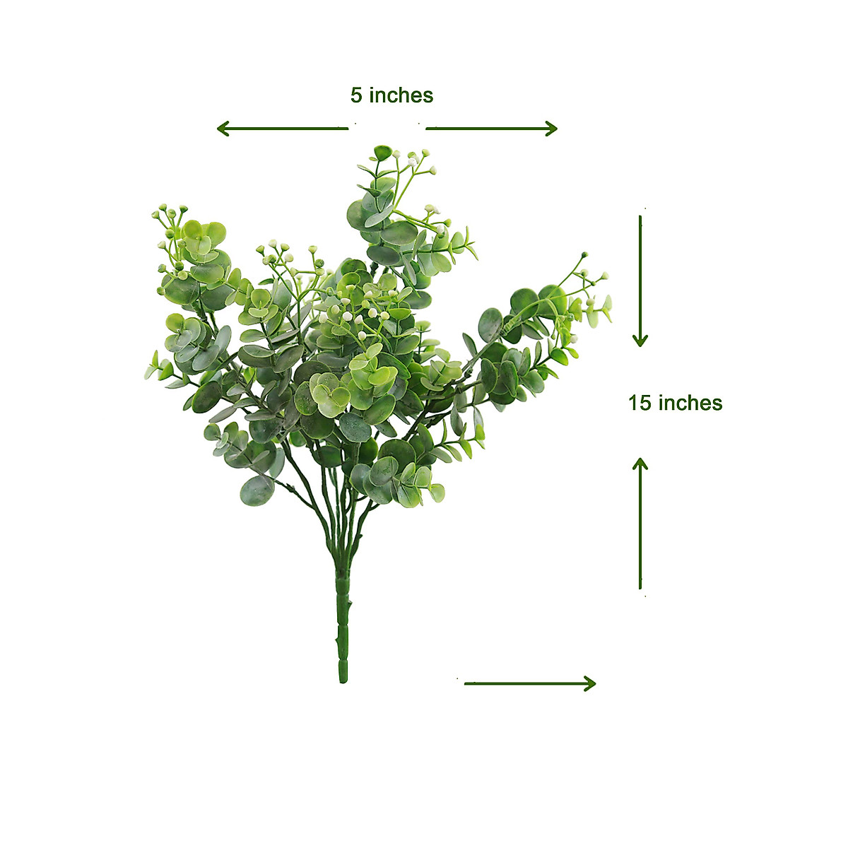 Season’s Need Decor 2 Bundles Artificial Boxwood Shrubs - Eucalyptus Greenery Stems - Fake Plants for Garden Home Porch Patio Window Box Bedroom Décor - Artificial Eucalyptus 15inches (Green)