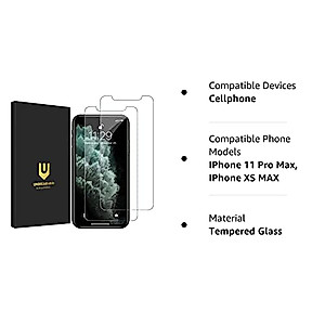 UNBREAKcable Screen Protector for iPhone 11 Pro Max iPhone Xs Max 2-Pack 6.5", Double Defense 9H Hardness HD Tempered Glass Screen Protector for iPhone 11 Pro Max/Xs Max with Easy Installation Frame,UBMU153