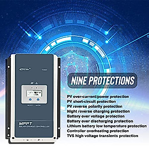 Aleyfeng EPEVER 50Amp MPPT Solar Charge Controller,12V/24V/36V/48VDC 150V 2500W Solar Panel Regulator for Lithium Lead-Acid Gel/Sealed/Flooded Battery,LCD Display Parameter Adjust, Tracer5415an/RS485