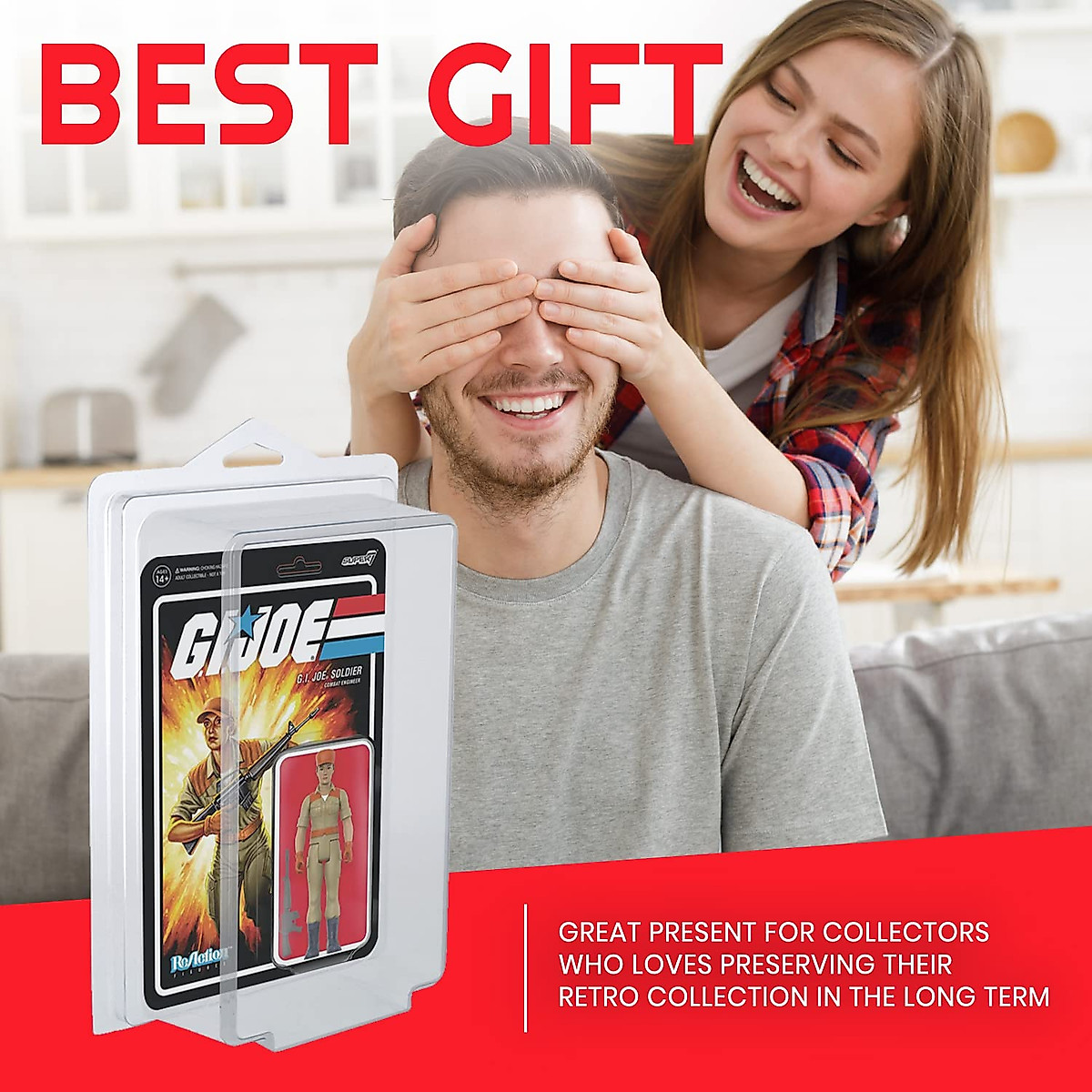 EVORETRO Action Figure Display Case for Kenner, Super7 Reaction Figures, 3.75 in Carded Toy Figures Such as Star Wars, Marvel Legends, Motu, GI Joe, Durable Plastic Retro Blister Protective Cases