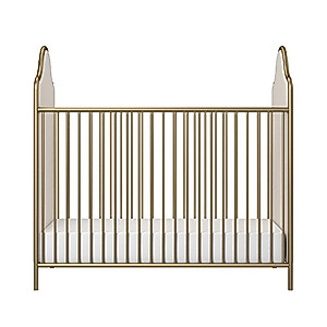 Little Seeds Piper Upholstered Metal Crib, Gold
