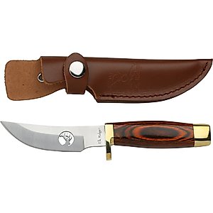 Elk Ridge - Outdoors Fixed Blade Knife - 7.5-in Overall, 3.75-in Mirror Finished Stainless Steel Blade, Full Tang, Wood Handle, Leather Sheath - Camping, Hunting, Survival - ER-050