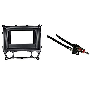 Scosche GM5211B Compatible with 2014-18 Chevrolet Silverado/GMC Sierra ISO Double DIN & DIN+Pocket Dash Kit Black & Metra 40-EU10 Antenna to Radio Adapter Cable,Black