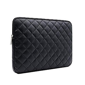 RAINYEAR 16 Inch Laptop Sleeve Diamond PU Leather Case Protective Shockproof Water Resistant Zipper Cover Carrying Bag Compatible with 16" MacBook Pro 2021 2022 New Model A2141 A2485 M1(Black)