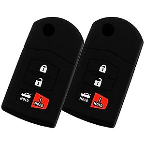 KeyGuardz Keyless Remote Car Flip Key Fob Shell Cover Soft Rubber Case for Mazda MX-5 MPV RX-8 CX-5 CX-7 CX-9 (Pack of 2)