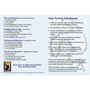 How to Pray the Rosary Prayer Card LAMINATED (3-pack), with a Bonus Holy Card of Jesus and the Footprints Story