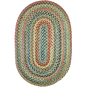 Super Area Rugs Gemstone Made in USA Braided Rug Colorful Kitchen Living Room Carpet, Peridot 4' X 6'