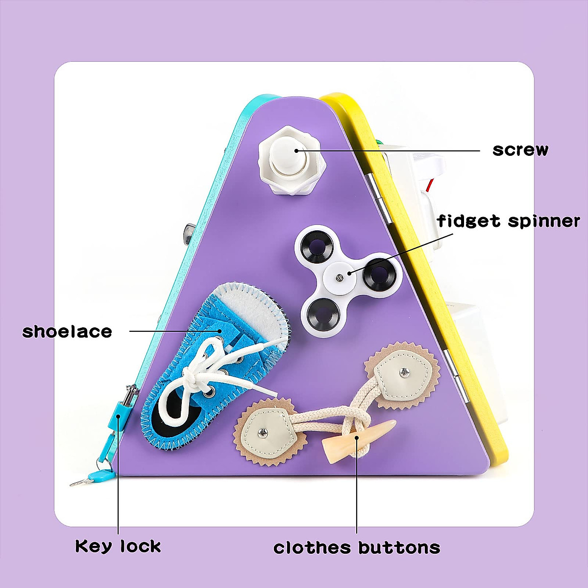 Steventoys 14 in 1 Toddler Busy Board, Montessori Wooden Busy Board for Toddlers - Travel Toy Wooden Sensory Board Activity Board for Fine Motor Skills - Busy Board for Toddlers 2-4