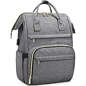 LOVEVOOK Laptop Backpack Women Teacher Backpack Nurse Bags, 15.6 Inch Womens Work Backpack Purse Waterproof Anti-theft Travel Back Pack with USB Charging Port (Grey)