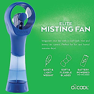 O2COOL Elite Battery Powered Handheld Water Misting Fan (Blue)