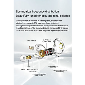 FEDAI TRN ST2 Extra Bass High Fidelity Earbuds,in-Ear Earphone Headphones Balanced Armature Driver Hybrid Technology Earphones Headset Over Ear Noise Cancelling Headphones Wired Earhook(Black mic) …