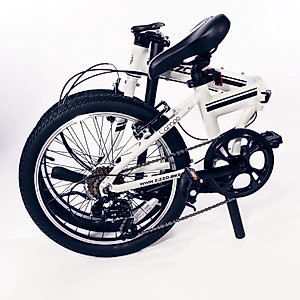ZiZZO Campo 20 inch Folding Bike with 7-Speed, Adjustable Stem, Light Weight Frame (White)