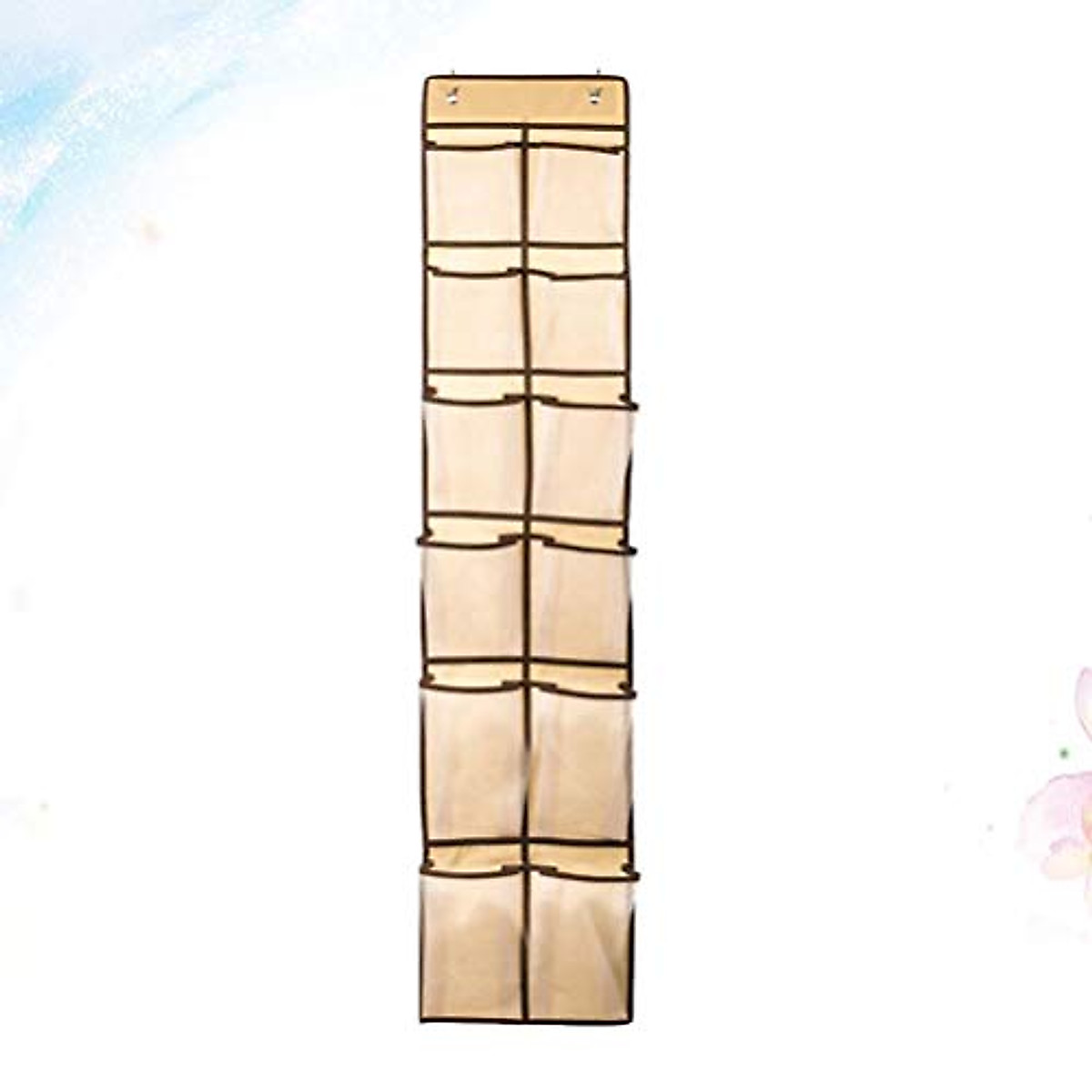 Cabilock Clear Storage Tote Pocket Organizer Pouch Bags Storage Tote 1PC 12 Pockets Door Haning Shoe Organizer Non-Woven Fabrics Storage Bag Mesh Pouch (Beige) Organizer Clear