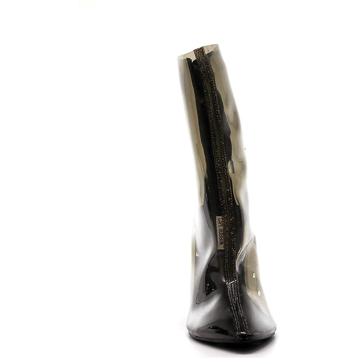 Cape Robbin Crystal Glaze Womens Perspex Lucite Clear Pointy Toe Chunky Heel Ankle Boots,Black,10