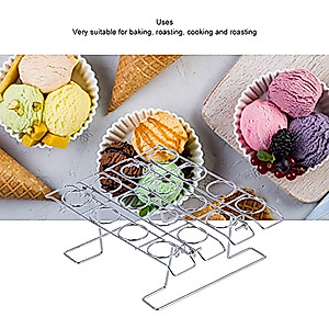 Ice Cream Cone Cupcake Baking Rack, 16 Cavities Stainless Steel Ice Cream Display Desktop Stand Tray DIY Cooling Rack for Kids Birthday Afternoon Tea Party